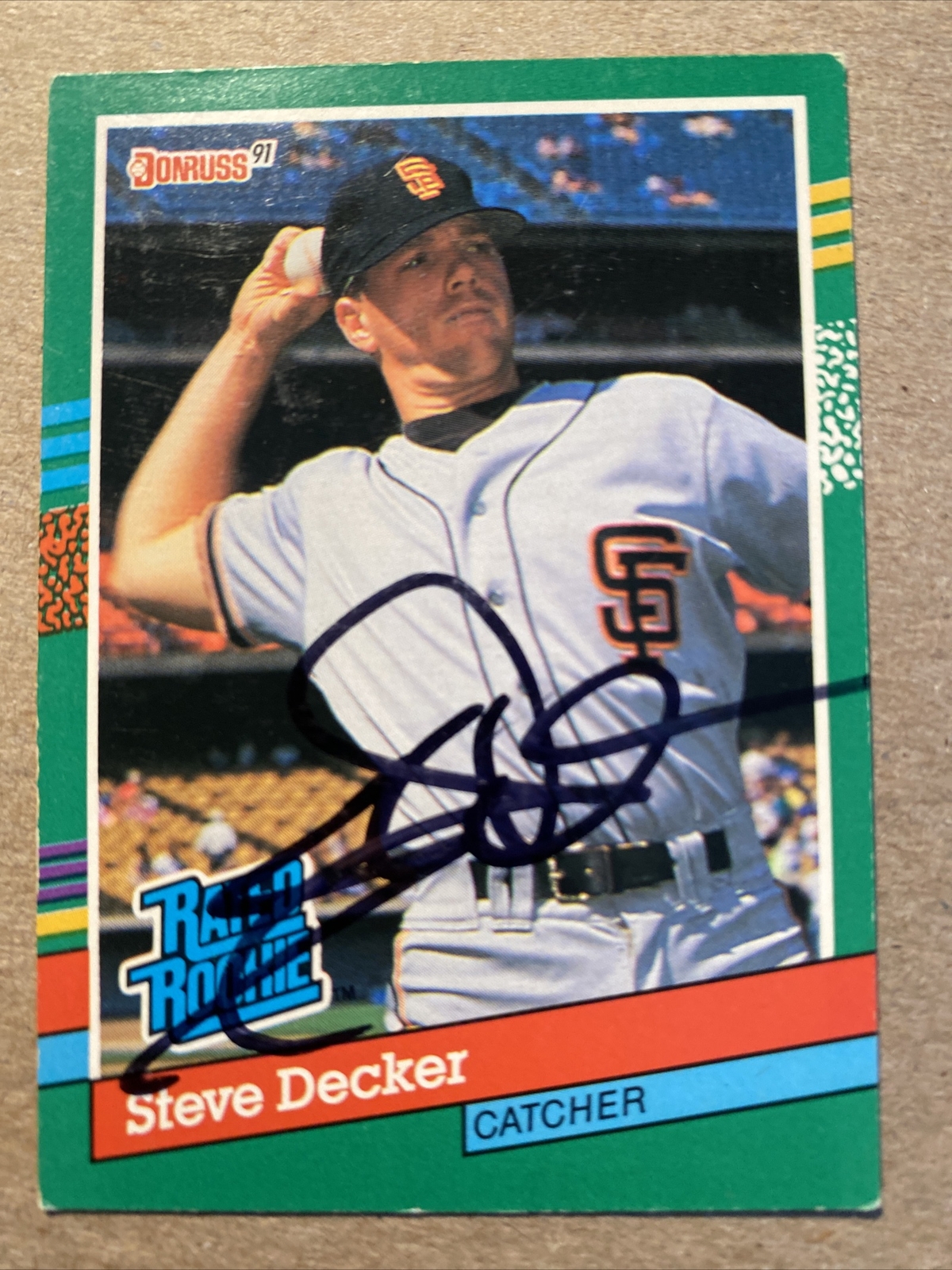 1991 Donruss #428 Steve Decker AUTOGRAPHED Card RC San Francisco Giants ...