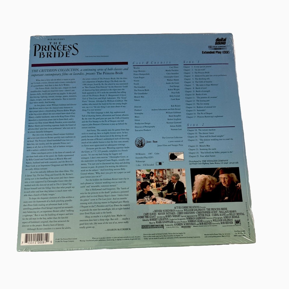 The Princess Bride 1989 Rob Reiner'sThe Criterion Collection Laserdisc ...