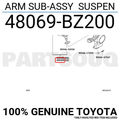 48069BZ200 Genuine Toyota ARM SUB-ASSY SUSPEN 48069-BZ200 | eBay