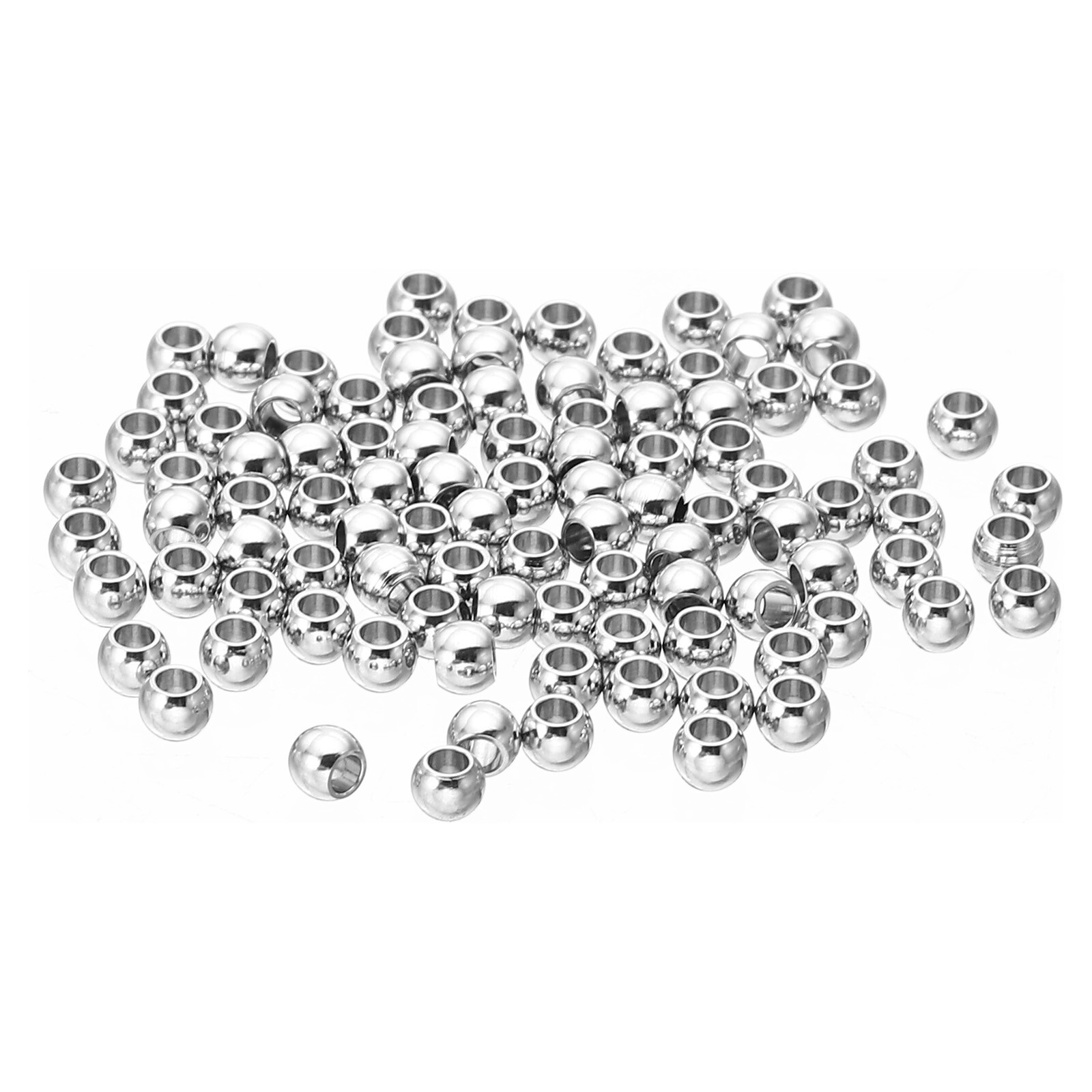 100Pcs Smooth Round Spacer Beads, 3mm OD 1.5mm ID Loose Balls Spacers ...