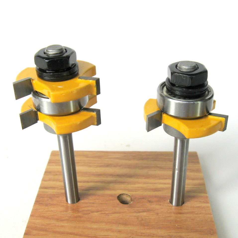 2 pc 1/4" Sh 1/4" Cutting Depth Tongue & Groove Joint Assembly Router ...
