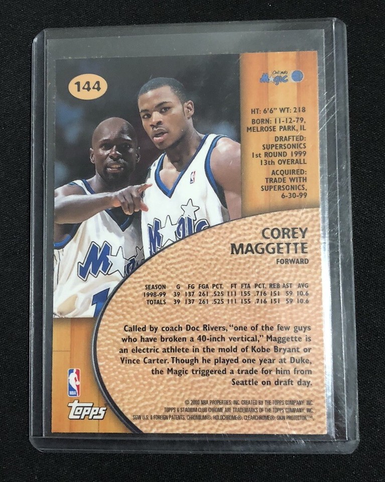 1999-00 Stadium Club Chrome Magic Basketball Card 144 Corey Maggette ...