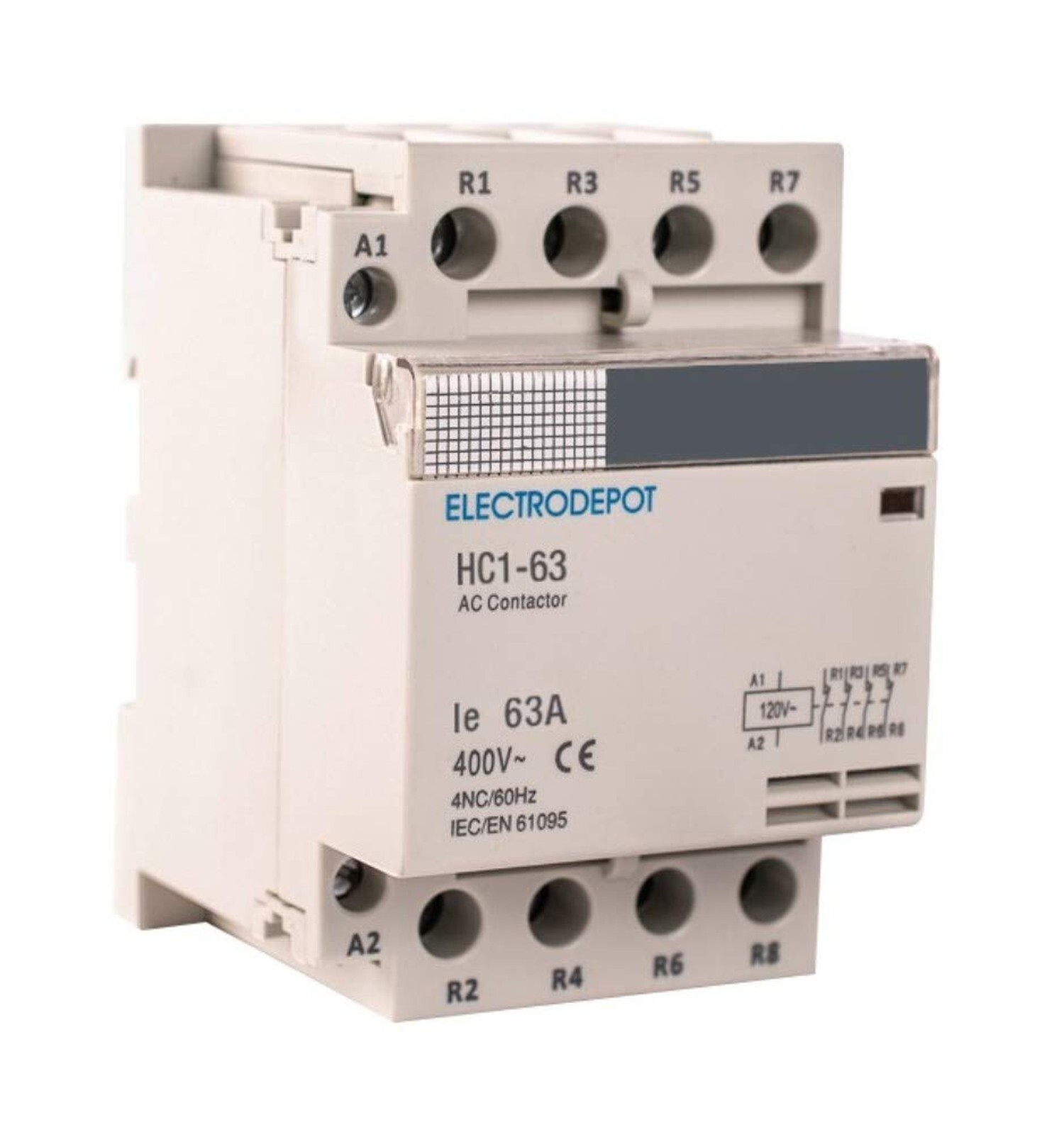 Electrodepot 60 Amp 4 Pole Normally Closed IEC 400V Contactor (Silent ...