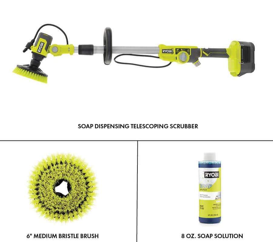 Scrubber 18V Cordless Soap Dispensing Effortless Cleaning Ryobi (Tool ...