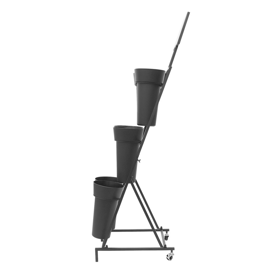 3-Tier Metal Flower Display Stand Florist Bouquet Shelf with 6 Buckets ...