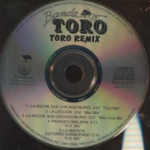 Banda Toro: Toro Remix PROMO MUSIC AUDIO CD latin ranchera remixes 1994 ...