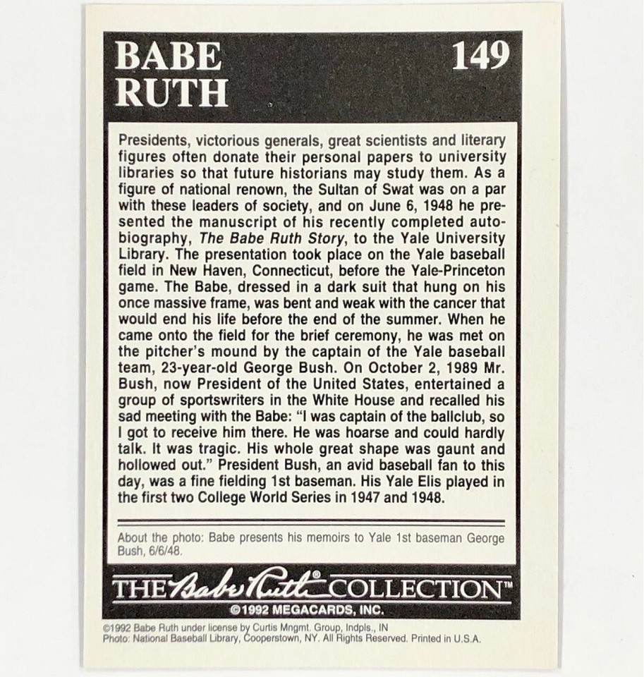 1992 Megacards The Babe Ruth Collection 149 Being Remembered by George ...