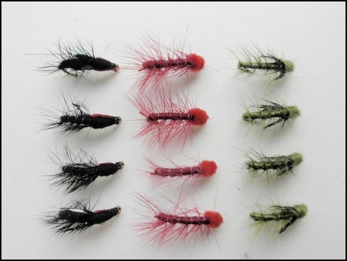 Snatcher Trout Fly, 12 Pack Olive Claret & Black & Red Snatchers, Mixed ...