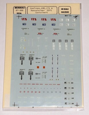 MICROSCALE HO DECAL-ASST 20’ CONTAINERS: CONTRANS/EMS/ITS/HANSETAINER ...