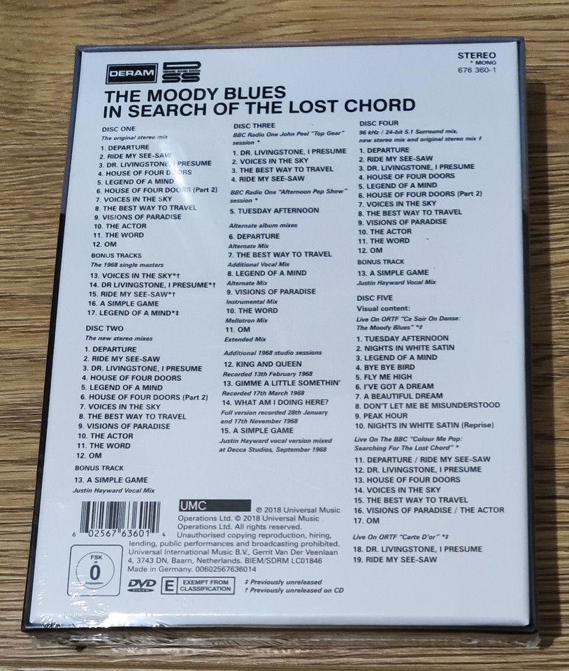 THE MOODY BLUES IN SEARCH OF THE LAST CHORD BOX 50TH ANNIVERSARY ...
