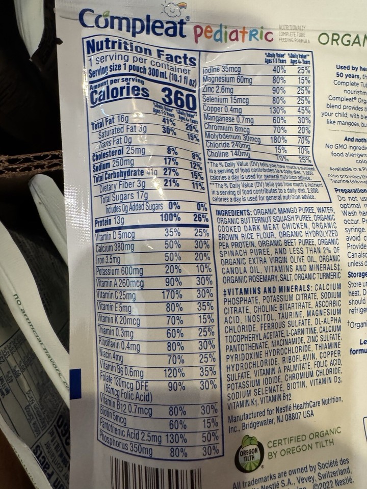 Compleat Pediatric Organic Blends Blenderized Tube Feeding Flavor ...