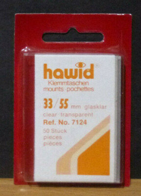 HAWID STAMP MOUNTS CLEAR Pack of 50 Individual 33mm x 55mm - Ref. No ...