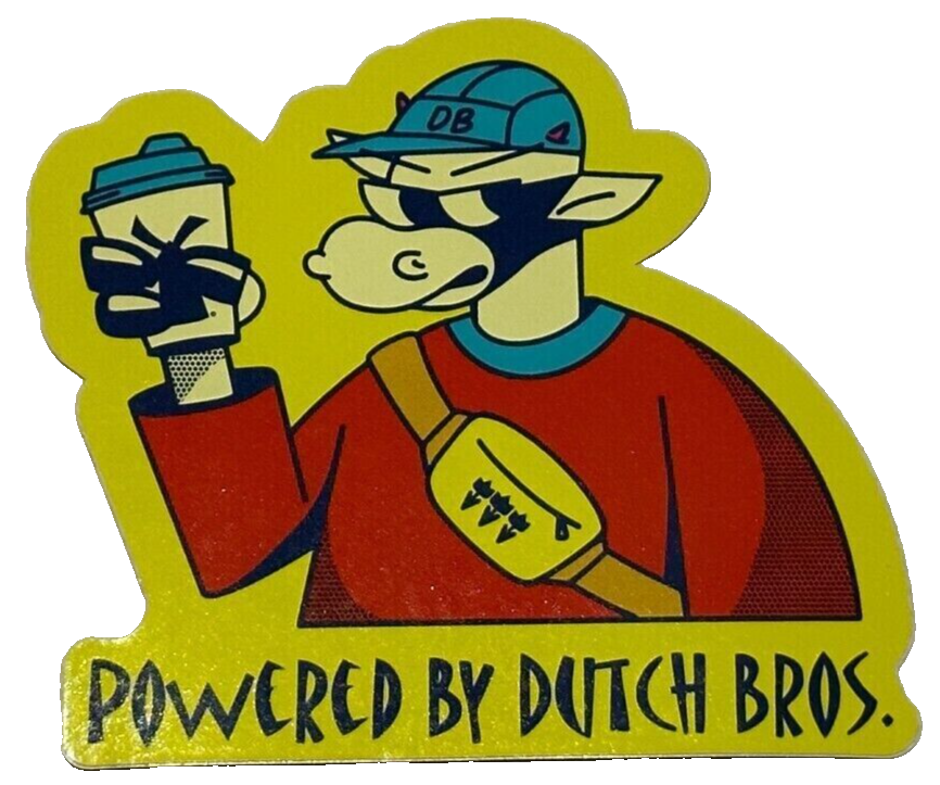 Dutch Bros. Powered By Dutch Bros. Cow Sticker/Decal February 2022 | eBay