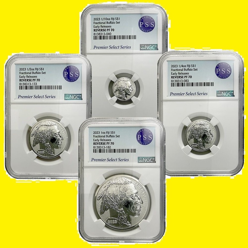 2023 Silver Buffalo 4 coins Set 1.9 oz 999 silver NGC RV PR 70 ER pss ...