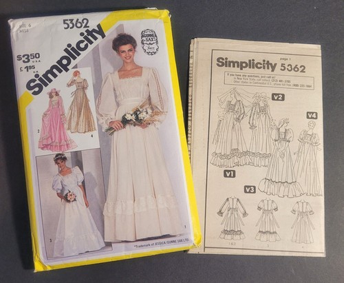 Gunne Sax Wedding Dress Pattern Vintage Complete Size 6 Simplicity 5362 ...