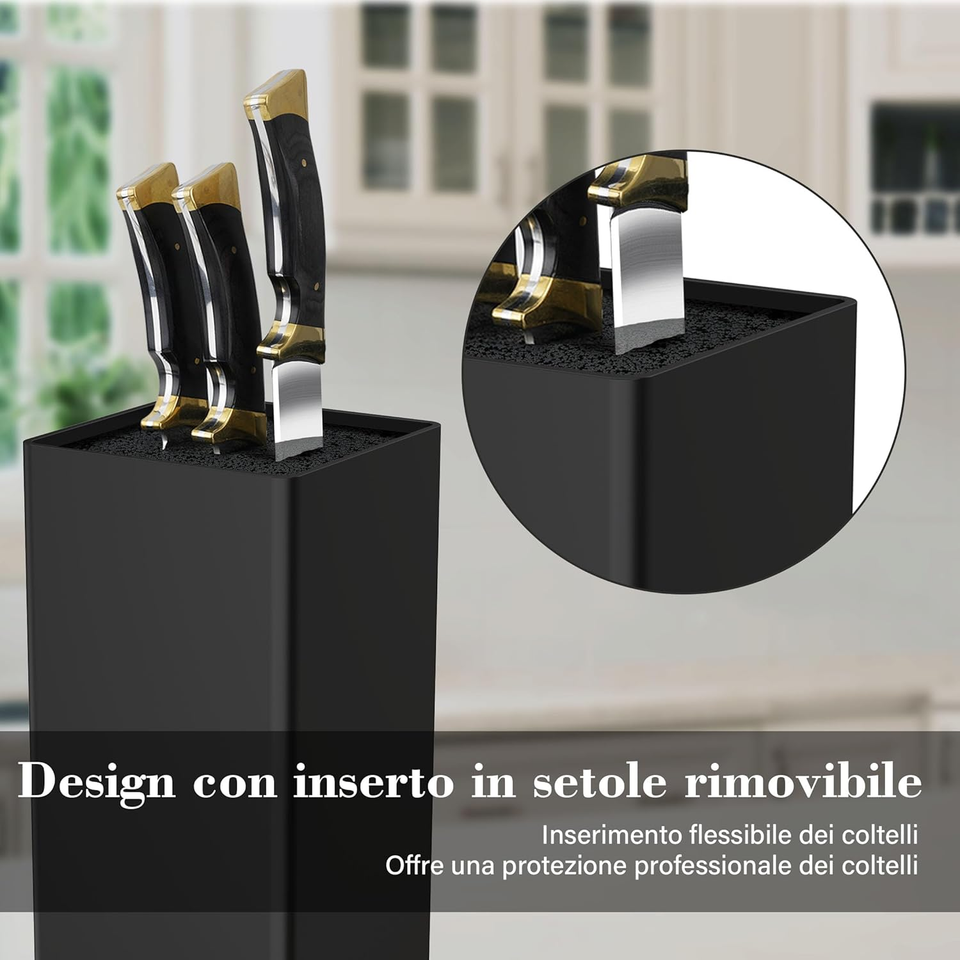 Ceppo Coltelli Da Cucina, Ceppo Portacoltelli Vuoto Con Setole, Porta ...