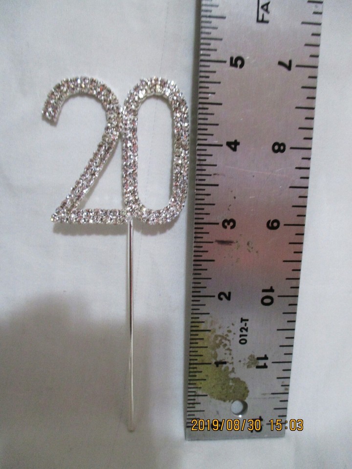 RHINESTONE+CRYSTAL SILVER+NUMBER+20 BIRTHDAY+20th ANNIVERSARY+CAKE ...