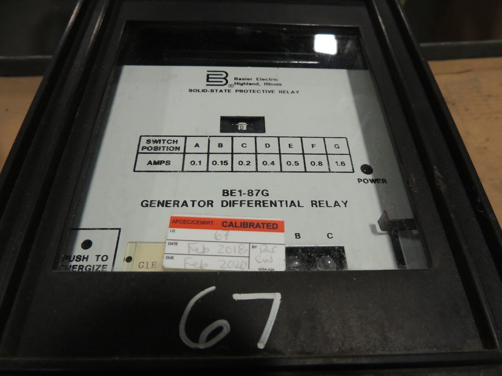 BASLER ELECTRIC SOLID STATE PROTECTIVE RELAY, BE1-87G, GENERATOR DIFF ...