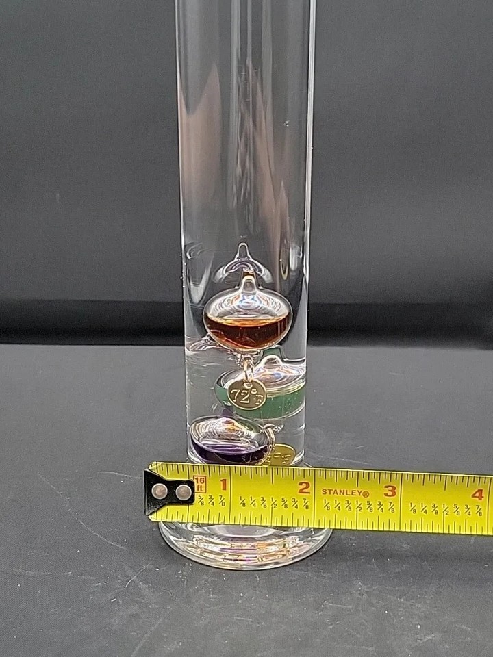 Galileo Thermometer Colorful Glass Balls Floating In Liquid 11" Tall | eBay