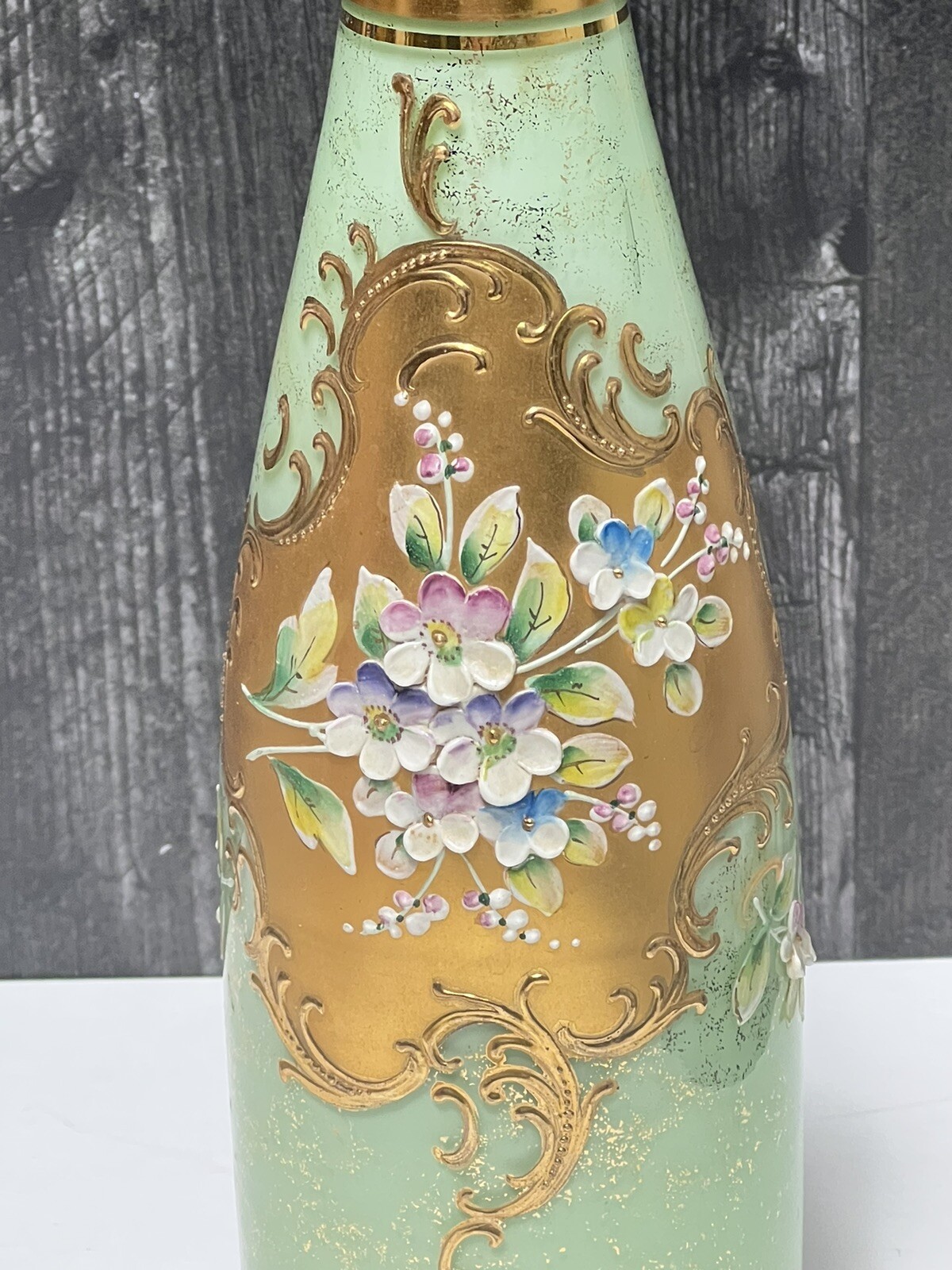 Bischoff Venetian Crystal Hand Blown Decorated Glass Decanter Raised ...