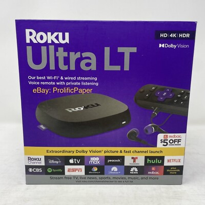 Roku Ultra LT Streaming Device 4K/HDR/Dolby Vision w/ Voice Remote ...