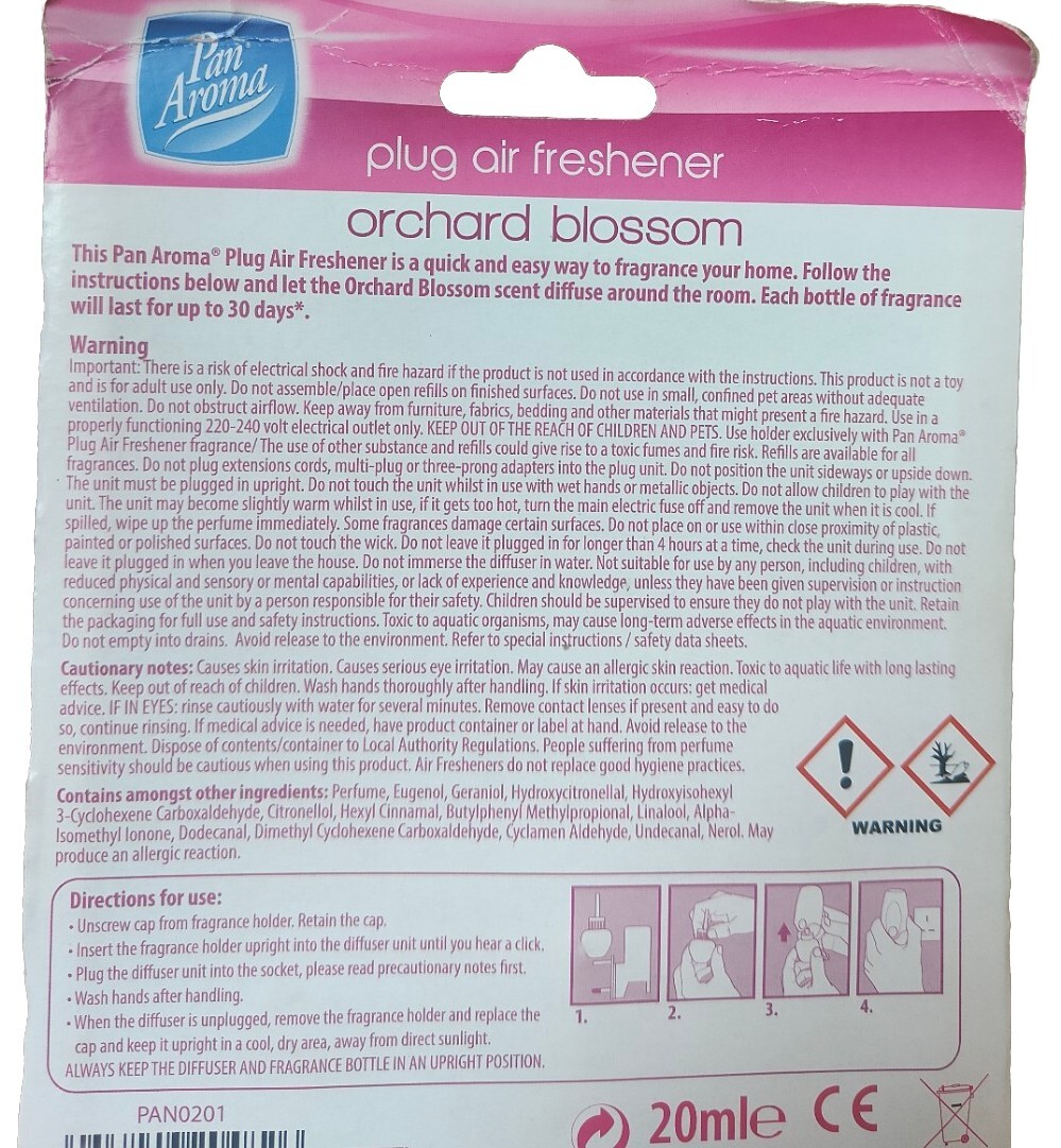 Pan Aroma Plug In Unit Air Freshener Scented Fragrance Orchard Blossom ...