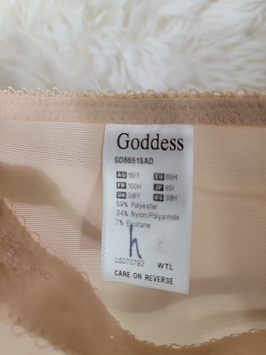Goddess Women Bra Plus Size 38H Beige Unlined Underwire Adjustable Wide ...