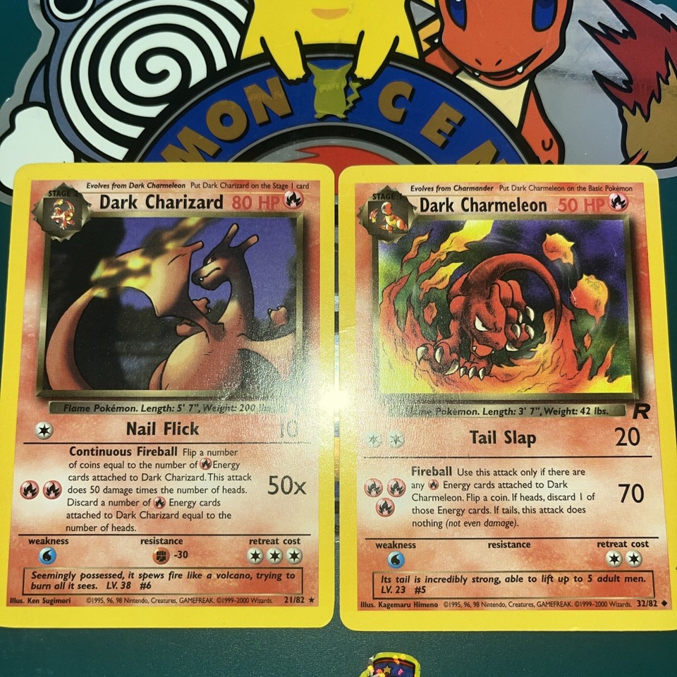 Dark Charmeleon 32/82 and Dark Charizard 21/82 W/ R STAMP Pokemon Team ...