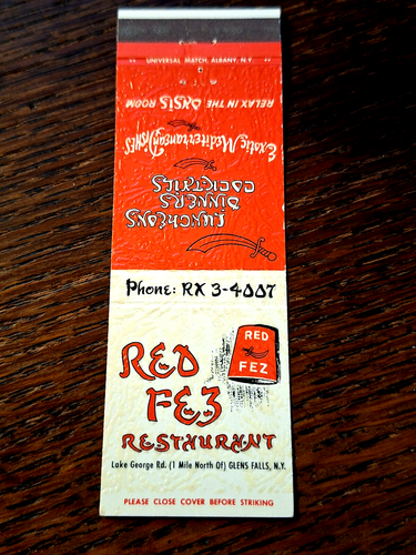Vintage Matchbook: Red Fez Restaurant, Glens Falls, NY | eBay