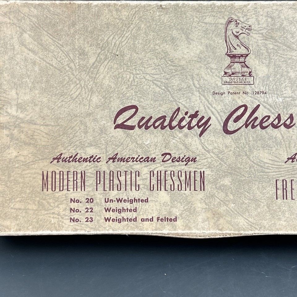 DRUEKE Quality Chess Sets by Drueke No. 20 Original Box COMPLETE Set ...