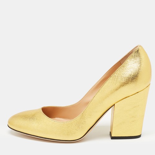 Sergio Rossi Gold Leather Heeled Pumps Size 36.5 | eBay
