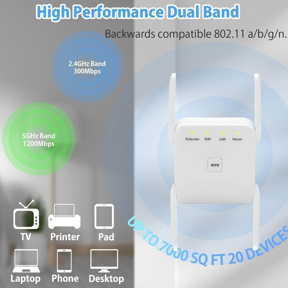 Wifi Extender, 5G 1200Mbps Dual Band Wifi Extenders Signal Booster For ...