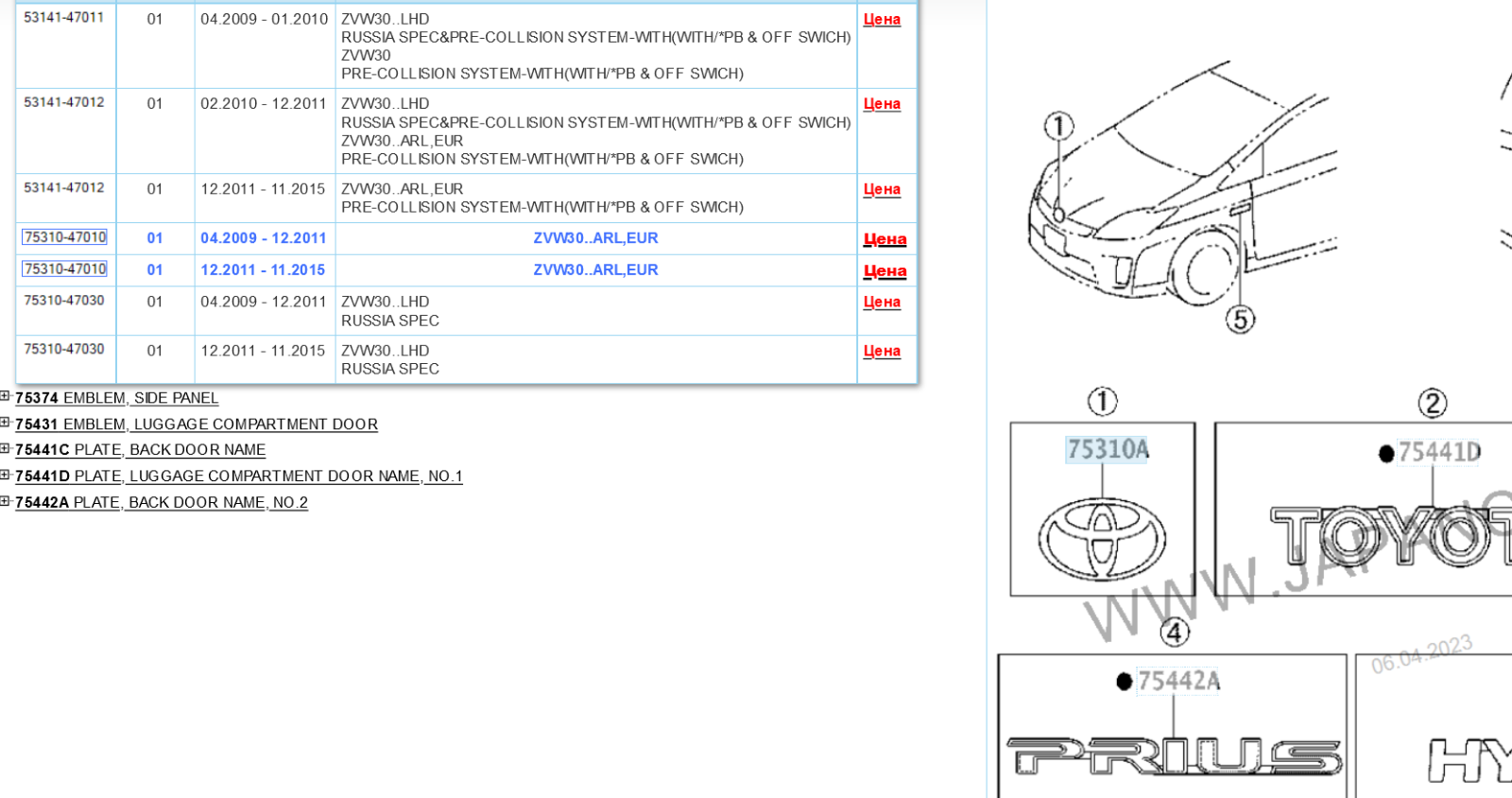 7531047010 Original Kühlergrill-Emblem für Front-Emblem für Toyota ...