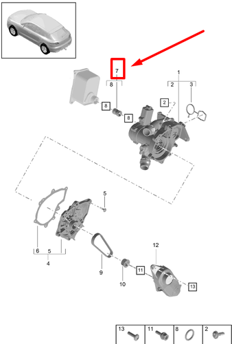 PORSCHE MACAN 95B Engine Water Pump Union 958.121.131.00 95812113100 ...