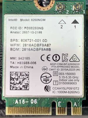 INTEL 8260NGW DUAL BAND WIRELESS-AC 8260 WLAN BLUETOOTH 4.2 WIFI CARD ...