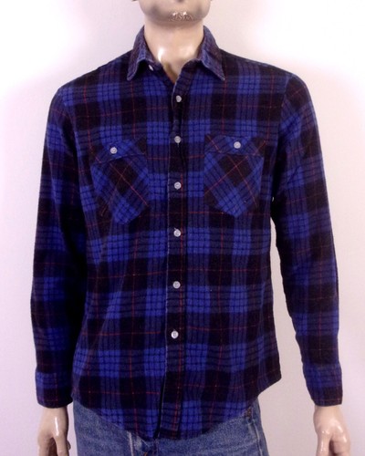 vintage 80s Woodland Blue/Black/Red Plaid Flannel Shirt BD Grunge Punk ...