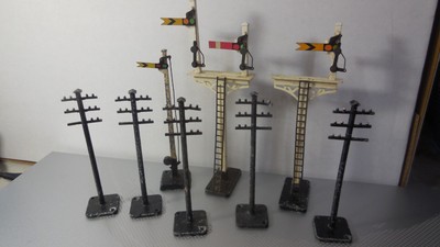 triang hornby.......3 x oo/ho scale railway signals and 5 x metal ...