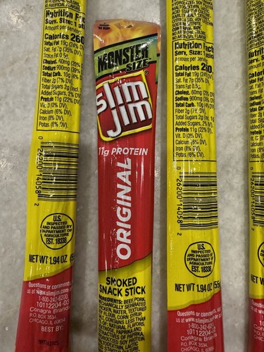 12 Pcs Slim Jim Monster Smoked Sticks Snack, Original Flavor, 1.94 oz ...