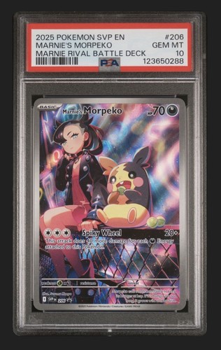 PSA 10 Marnie's Morpeko SVP 206 Illustration Battle Deck Promo Pokemon ...
