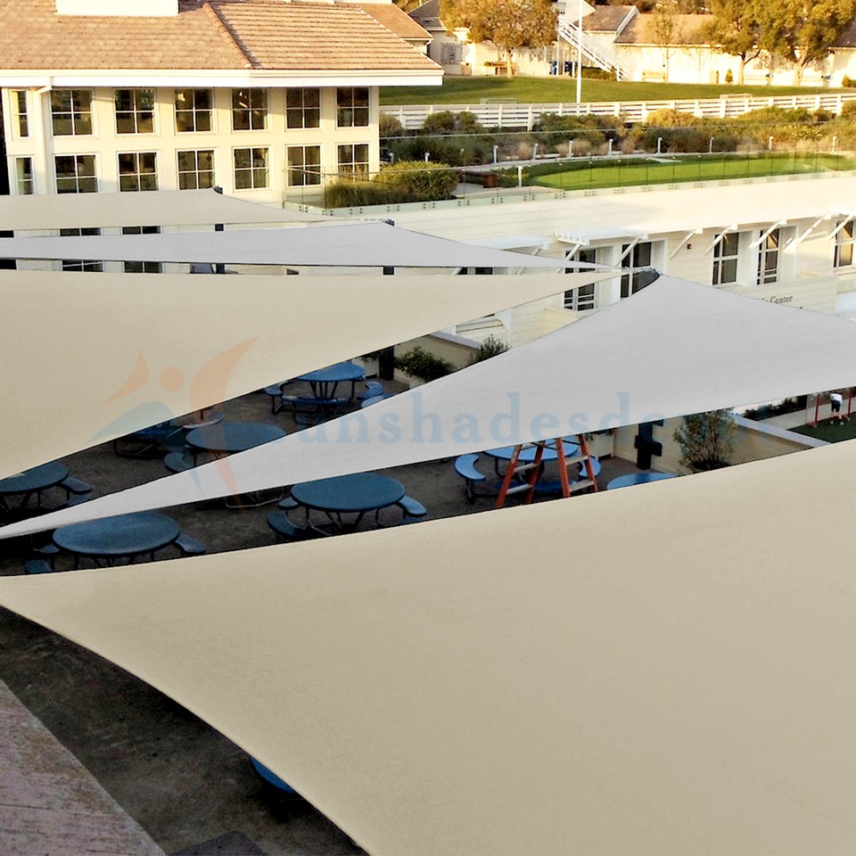 Sun Shade Sail Gray Triangle Canopy Shelter Mesh Cover Garden Pool Yard ...
