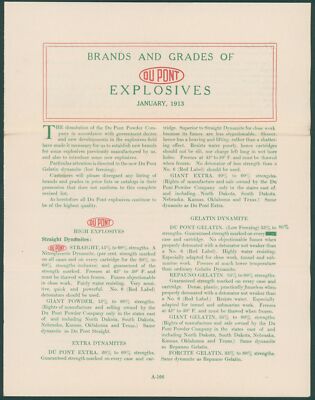 1913 Du Pont Explosives Brands & Grades Trade Circular Dynamite Powder ...