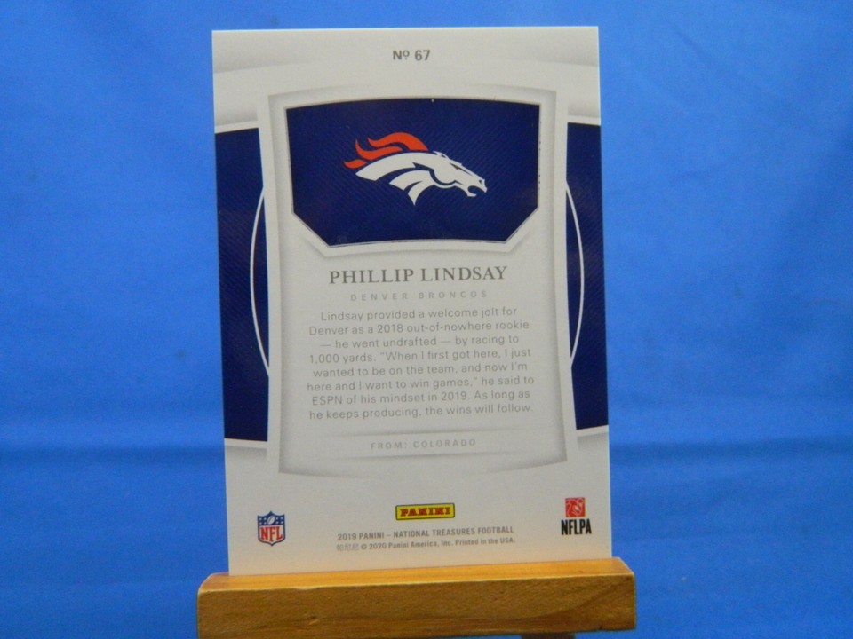 Phillip Lindsay National Treasures 2019 #67 /30 Jersey Number | eBay