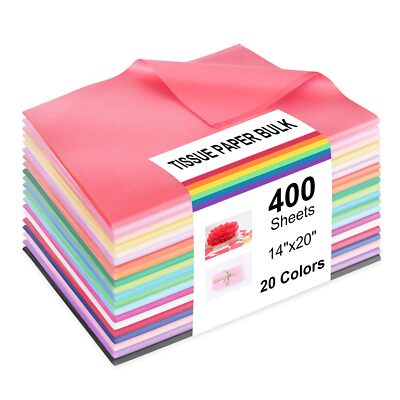 400 PCS Colored Tissue Paper 20 Colors 14" X 20" Fall Tissue Paper Bulk ...