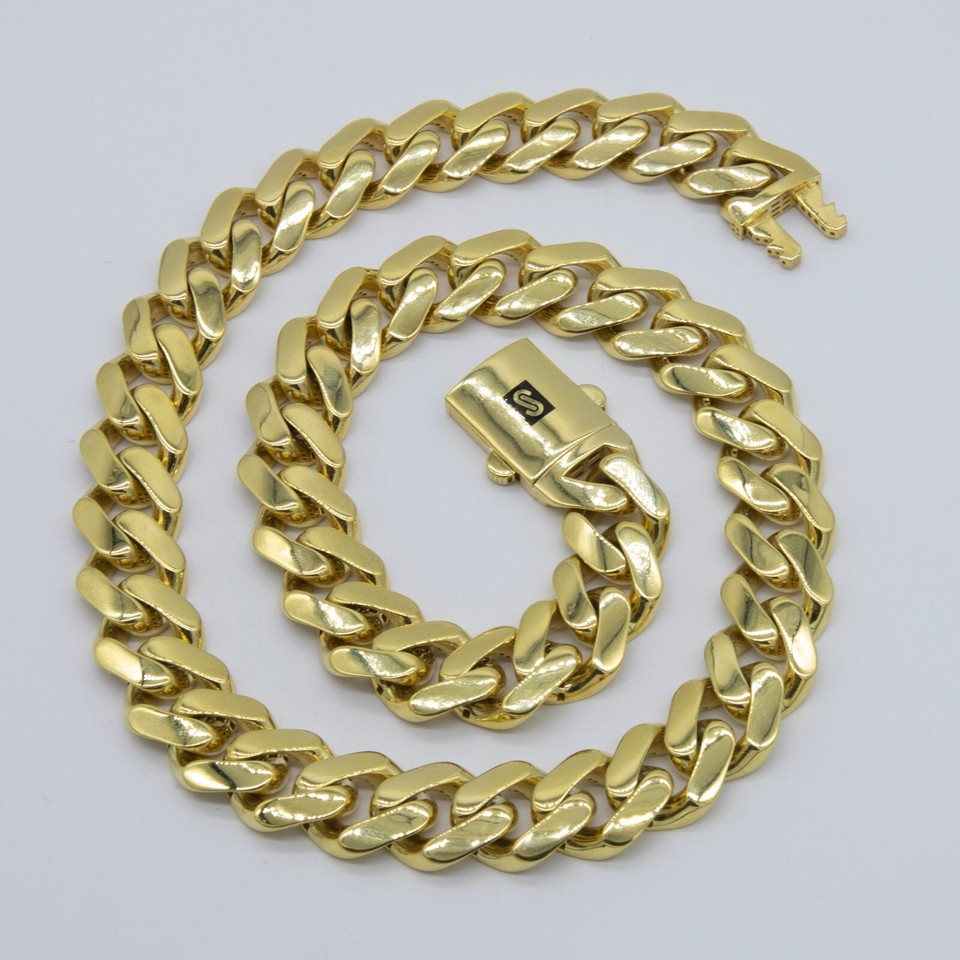 15mm Mens Miami Cuban Royal Link Chain Necklace Box Clasp Real 10K ...