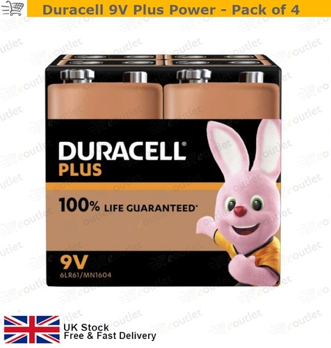 4 x Duracell 9V PP3 Plus Power Batteries |Smoke Alarms | LR22 6LR61 ...