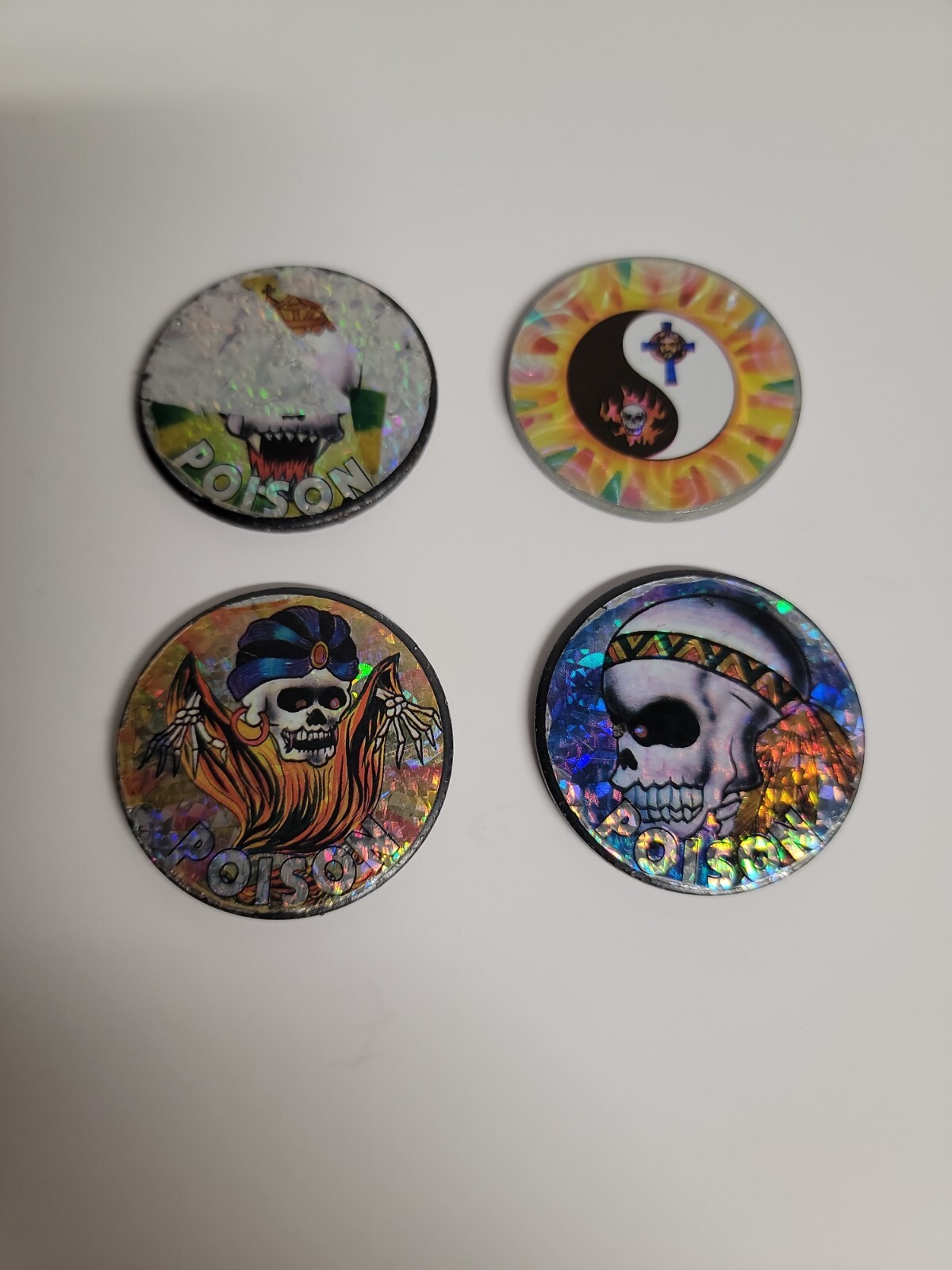 Vintage Lot of 4 Poison Skull Heavy Steel Slammer Pogs from the early ...