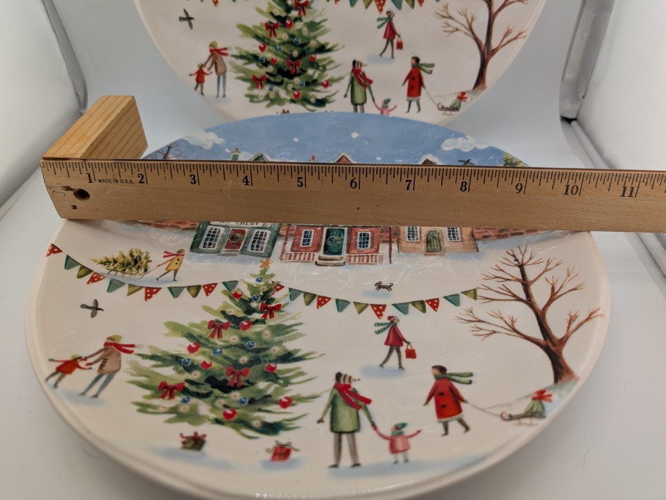 Pier 1 Plates Christmas Village Set Of 2 | eBay