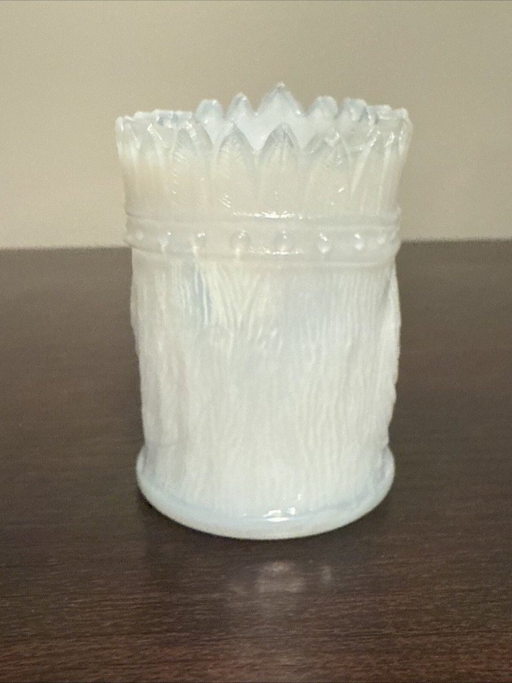 Vintage Joe St. Clair White Milk glass Toothpick Holder Indian Head | eBay