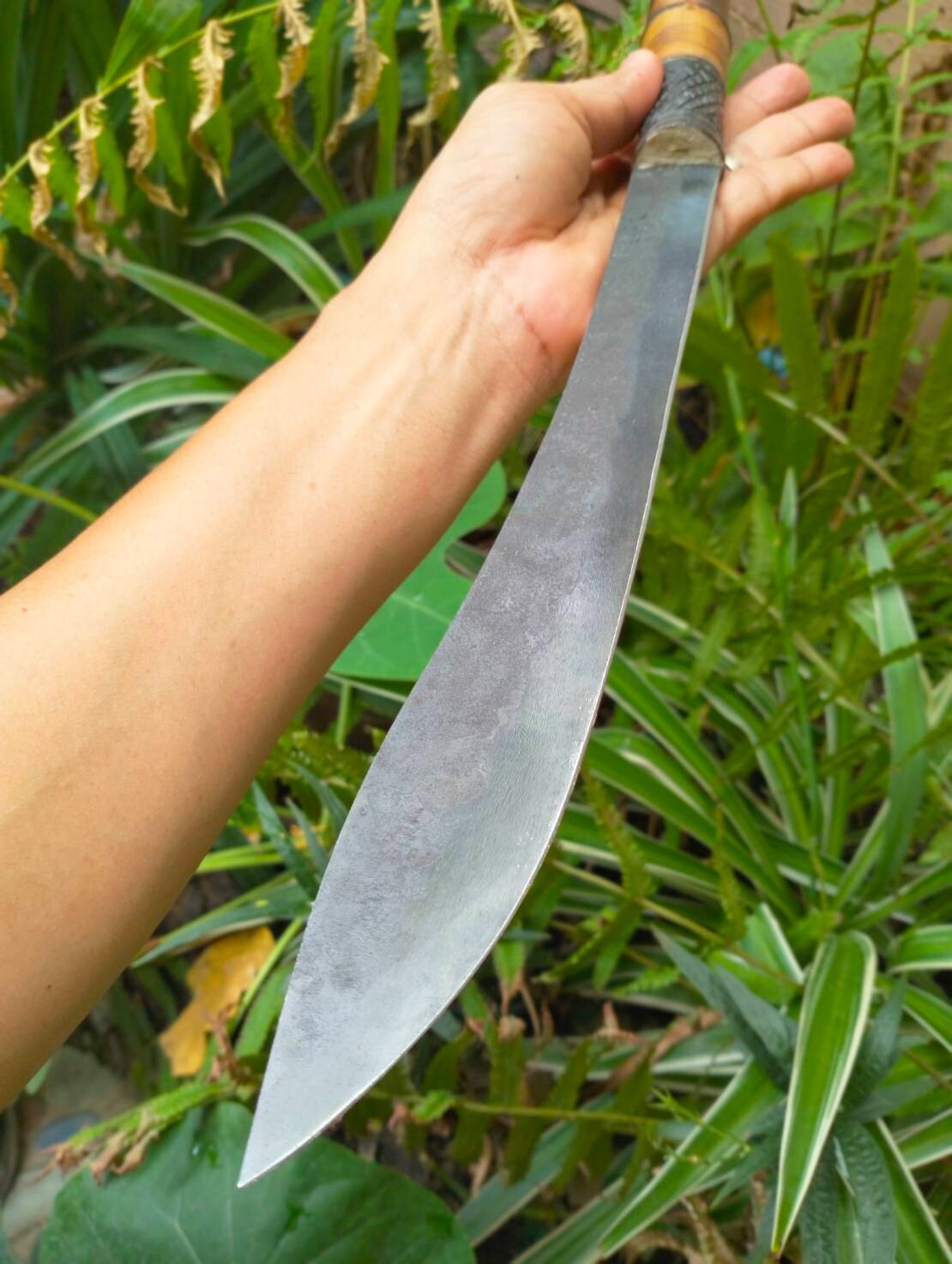 Handmade short-sword machete nessmuk knife 11.6” forged blade, Bamboo ...