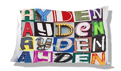 AYDEN Personalized Pillowcase featuring the name in photos of sign ...